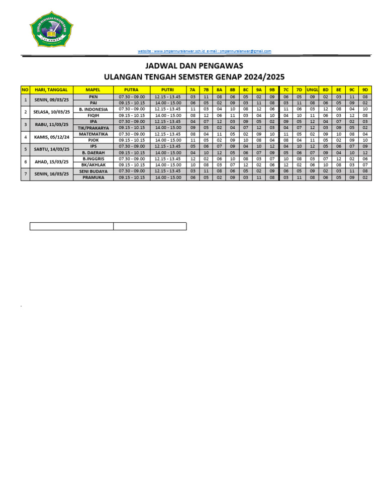 Admin Jadwal Uts 2025 | PDF | Muhammad