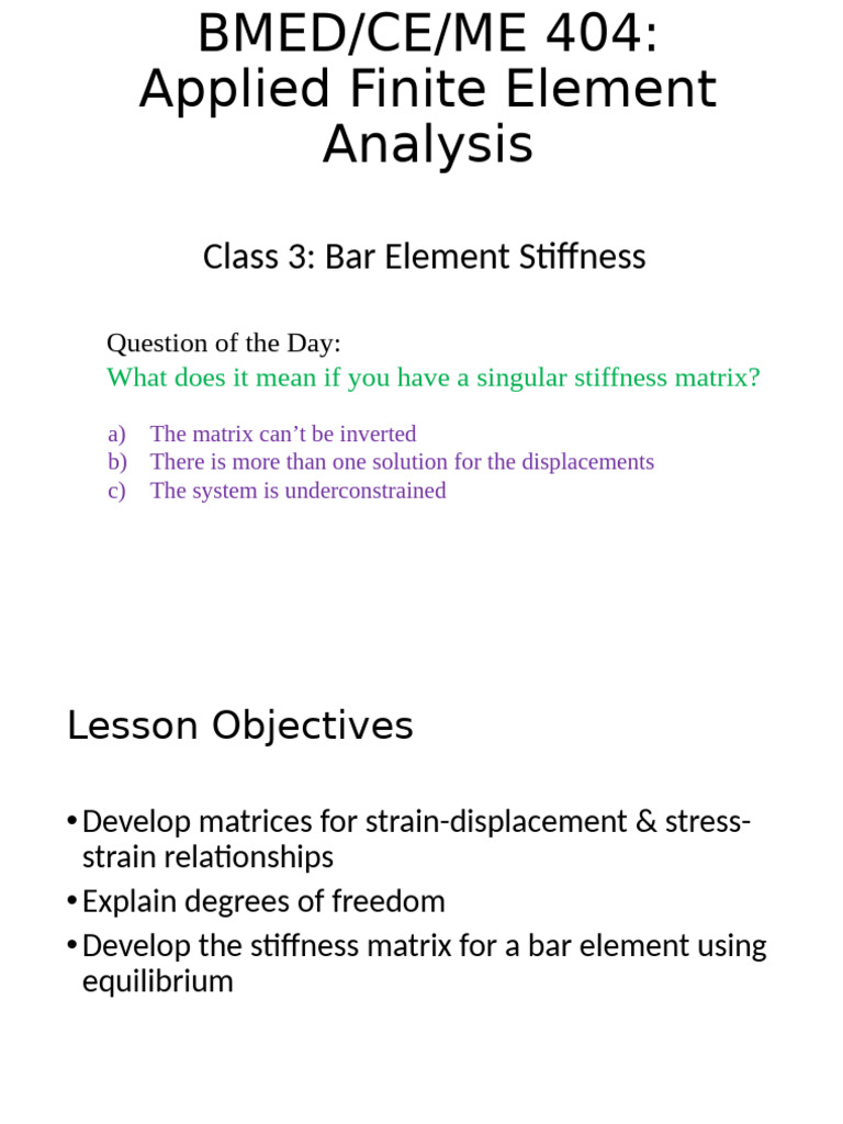 Class 3 - Bar Element Stiffness | PDF | Finite Element Method ...