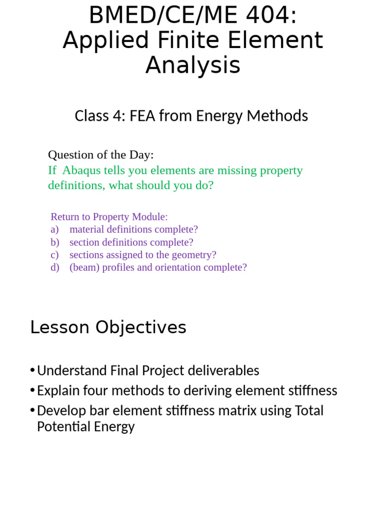 Class 4 - Bar Element Stiffness by Potential Energy | PDF | Finite ...