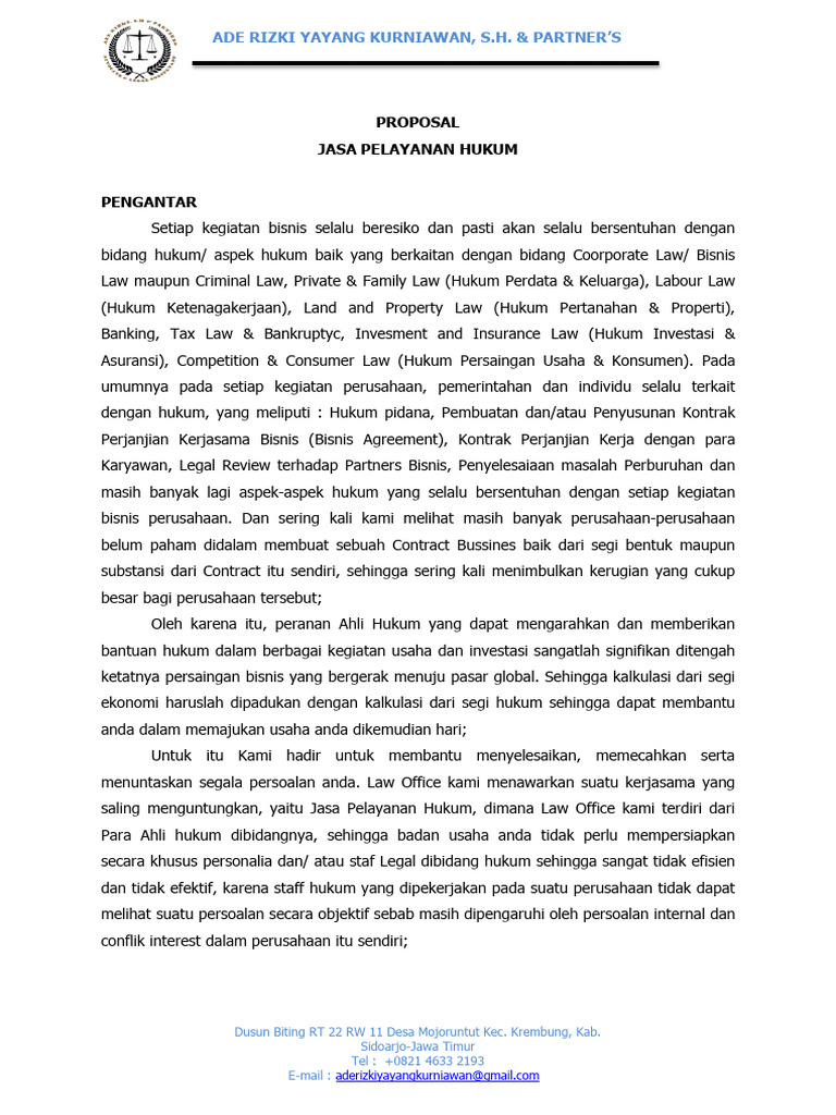Proposal Penawaran Jasa Legal TTD | PDF