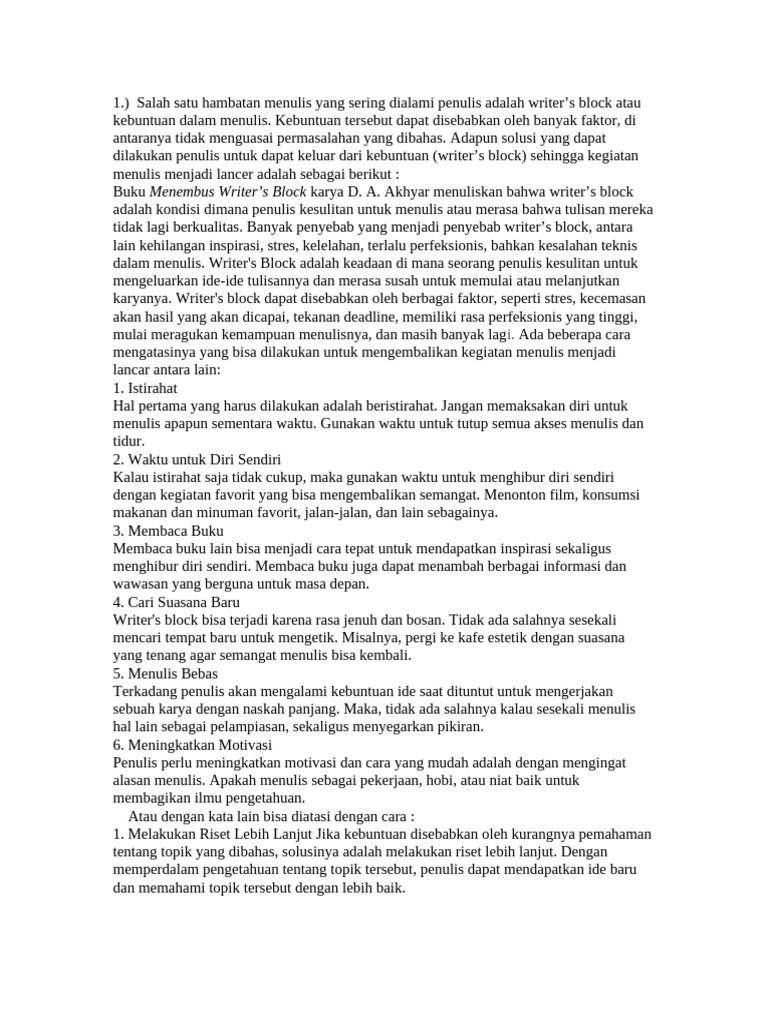 Cara Menghibur Diri Saat Writer's Block | PDF