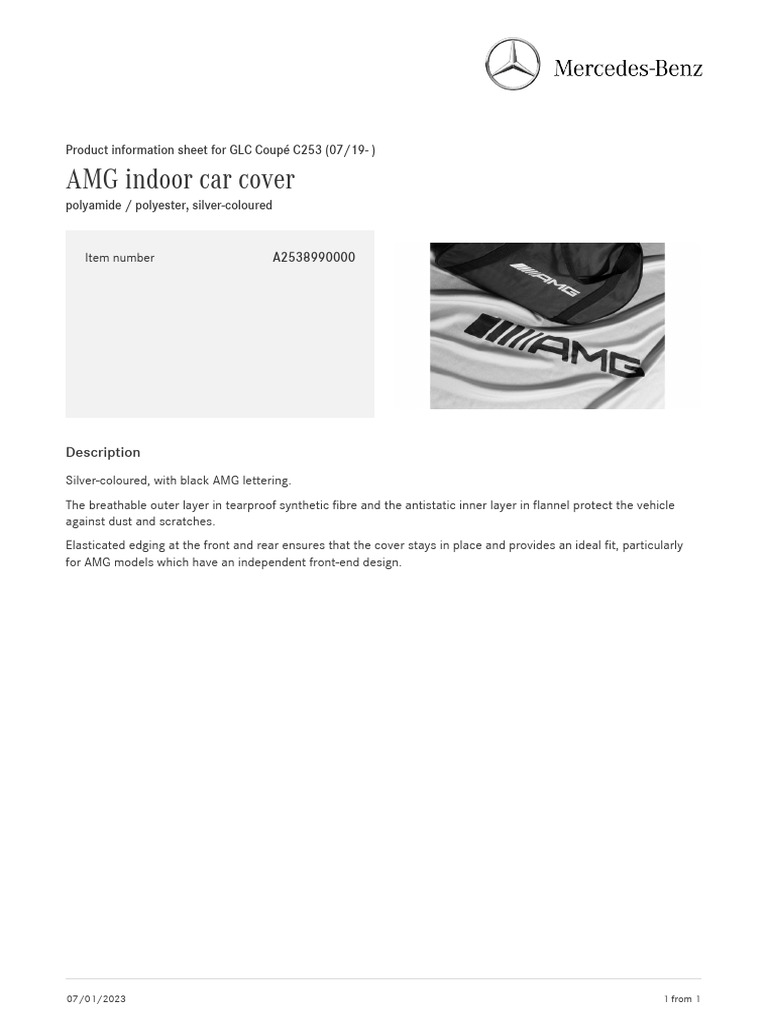 AMG Indoor Car Cover - Mercedes Benz | PDF