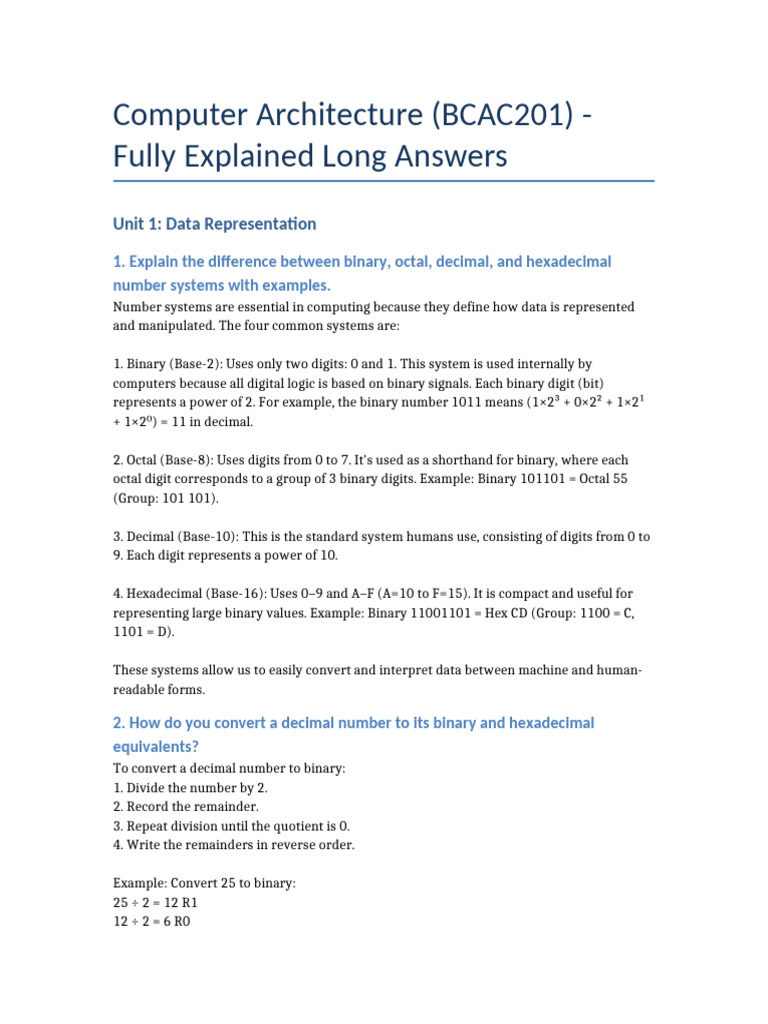 Computer_Architecture_Fully_Explained_Answers | PDF | Computer Data Storage | Central Processing ...