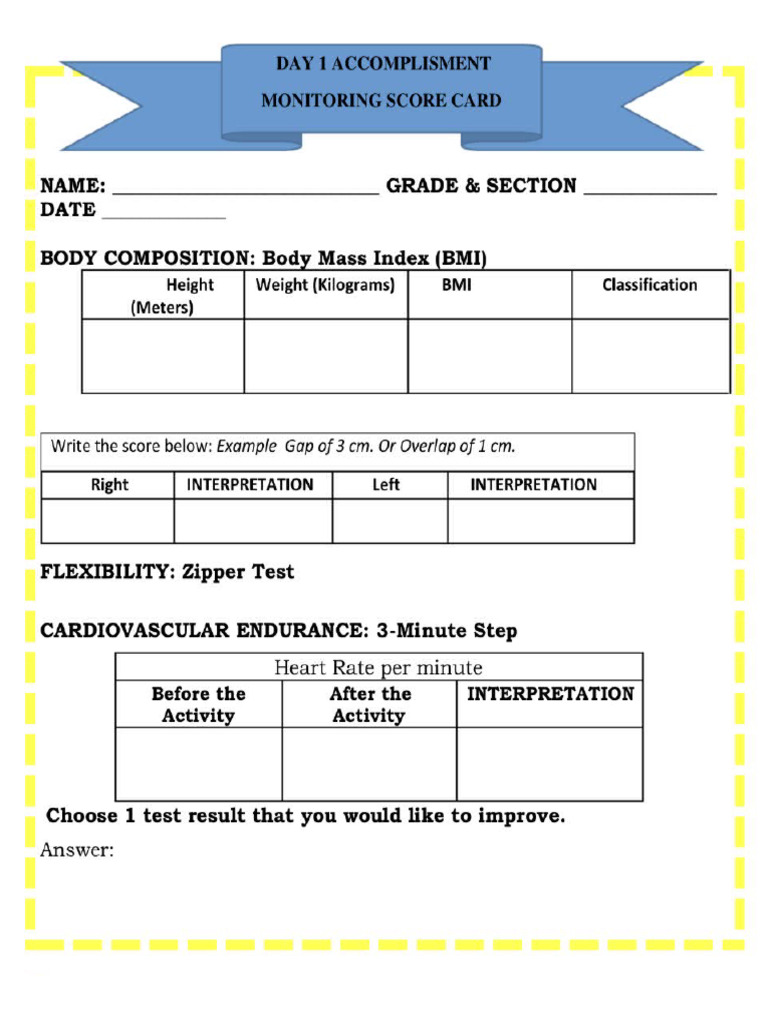 Monitoring Score Card Day 1 | PDF