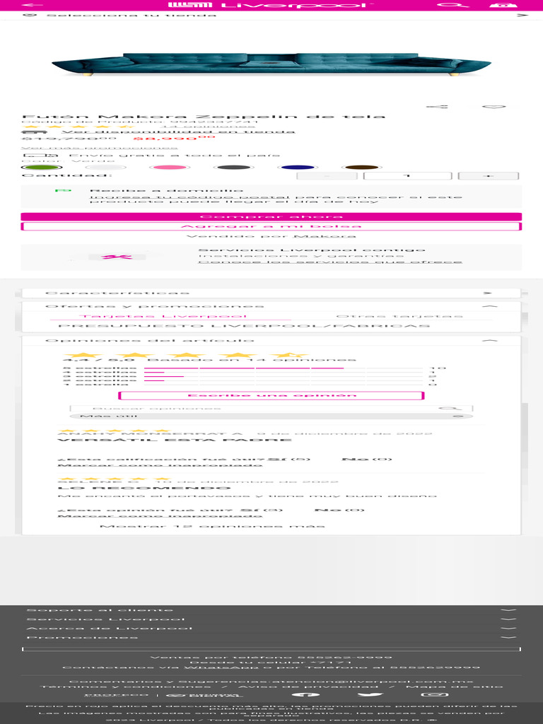 Futón Makora Zeppelin de Tela Liverpool - Com.mx | PDF