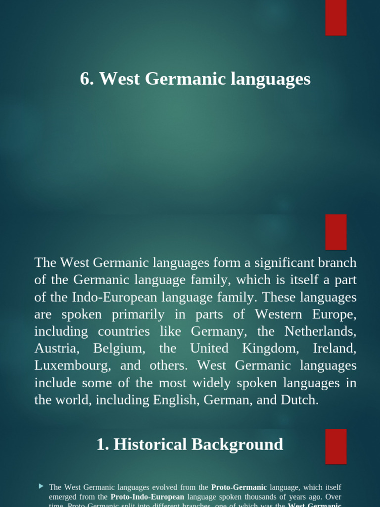 West Germanic Languages | PDF | English Language | German Language