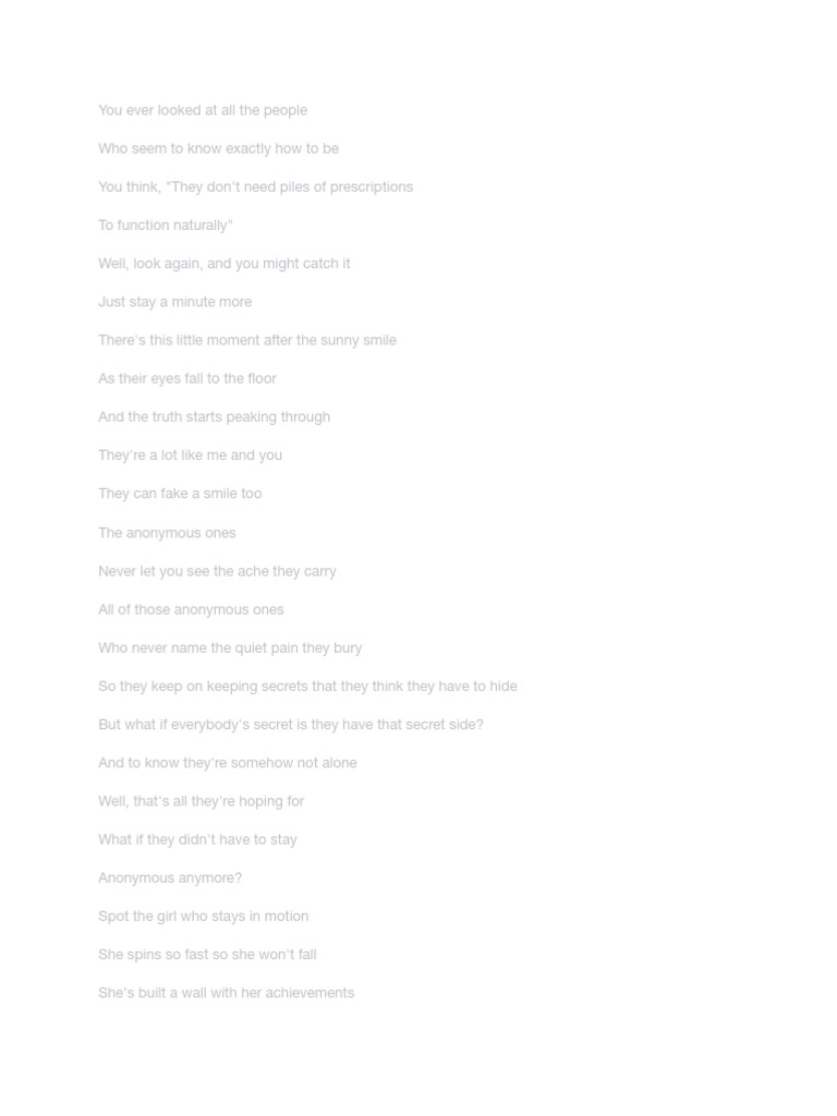 Anonymous Ones Lyrics | PDF
