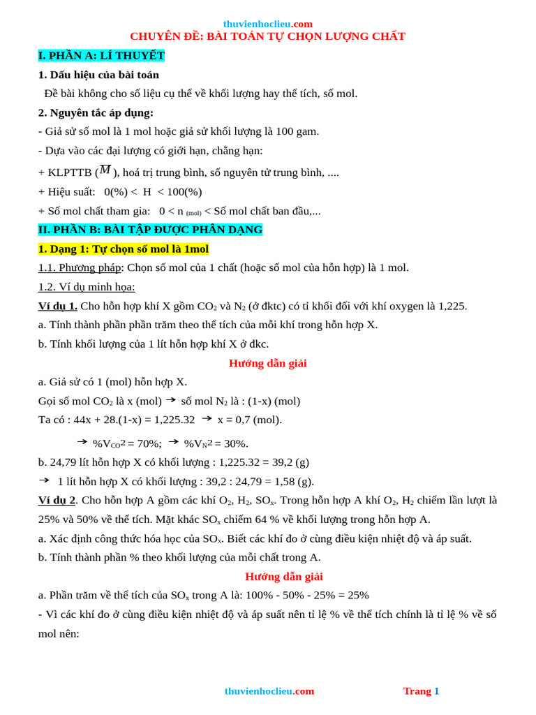 Chuyen de 27 Bai Toan Tu Chon Luong Chat | PDF
