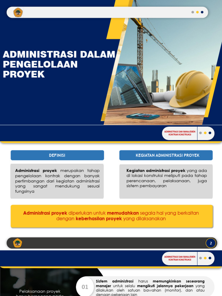 7. ADMINISTRASI DALAM PENGELOLAAN PROYEK | PDF