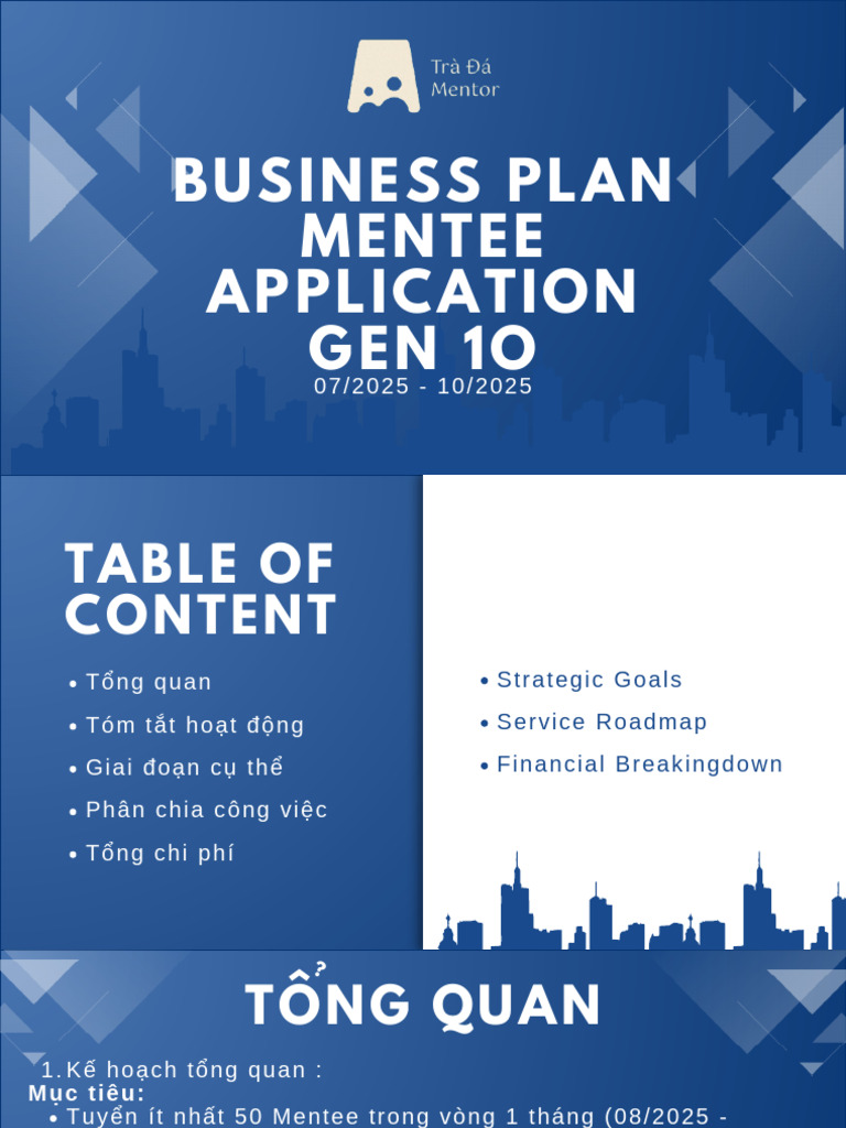 Đỗ Thị Kiều Oanh - Business Plan Mentee Application Gen 10 | PDF