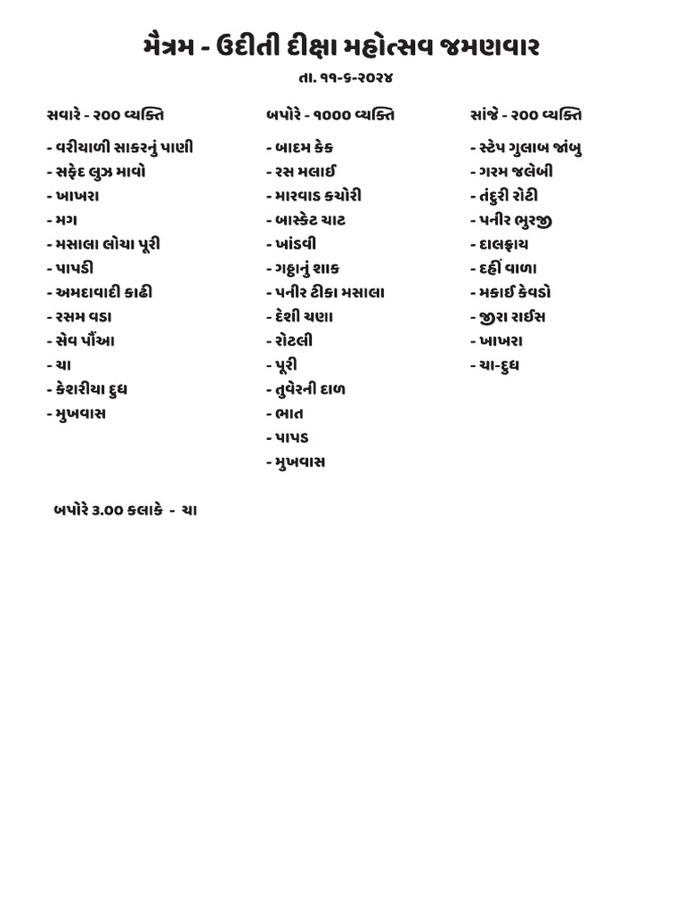 Bhojan List | PDF