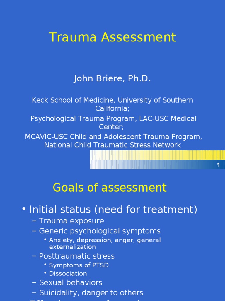 Trauma Assessment: John Briere, PH.D | PDF | Psychological Trauma ...