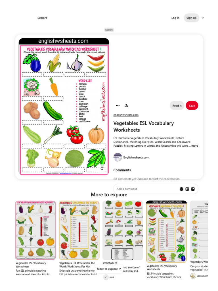 Vegetables ESL Vocabulary Worksheets | PDF | Linguistics | Lexicography