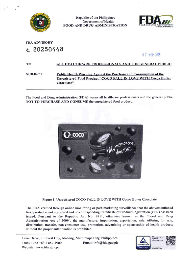 FDA Advisory No.2025 0448 | PDF