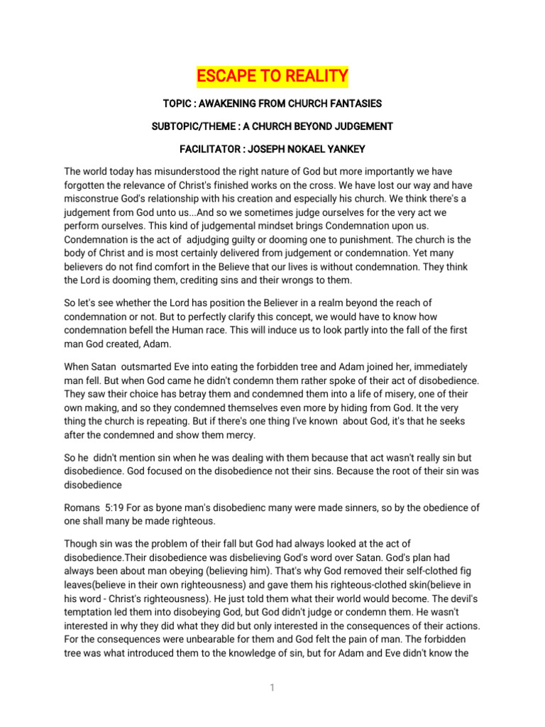 A Church Beyond Judgement - 1 | PDF