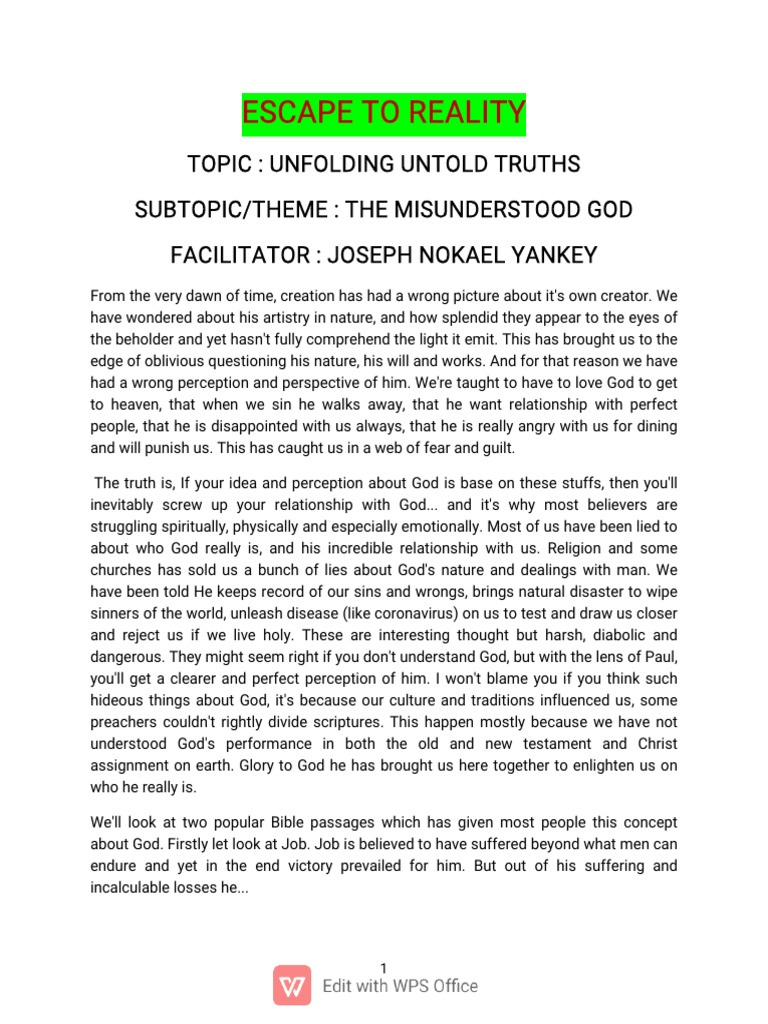 The Misunderstood God | PDF