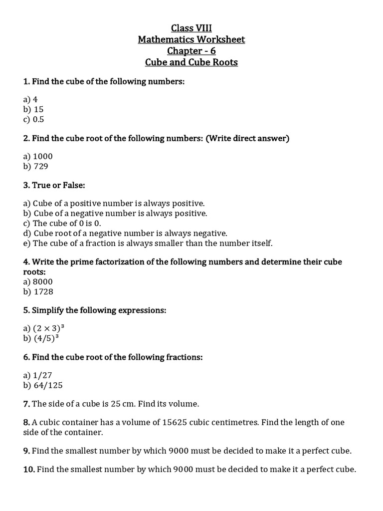 Day 4, 3-1-25 Class 8, Maths Worksheet | PDF