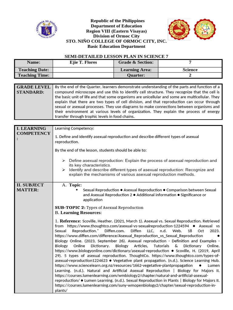 G7-Q2-W6-Types of Asexual Reproduction | PDF | Reproduction | Sexual Reproduction