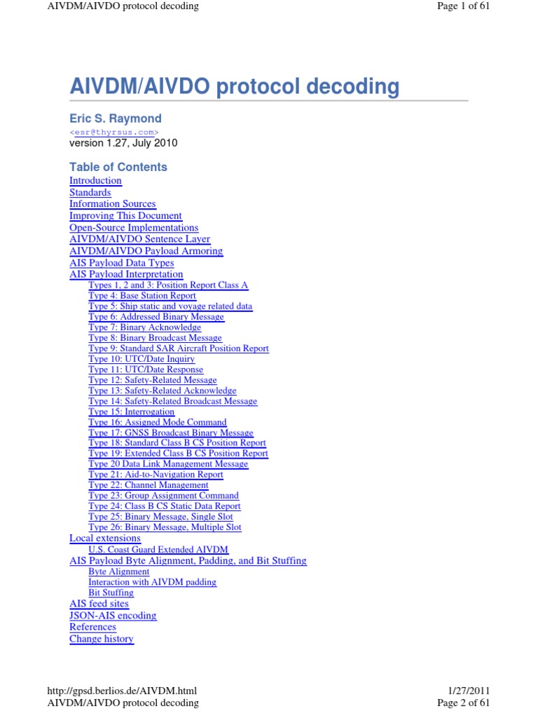 Ais Protocol Decoding Pdf Data Type Integer Computer Science