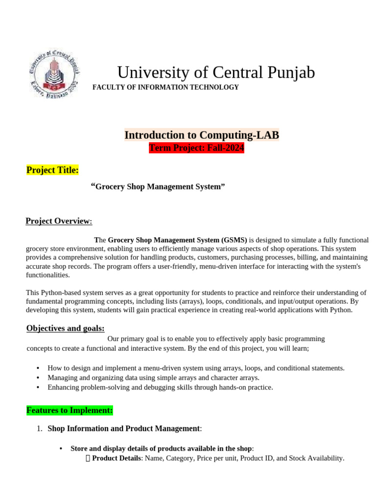 Grocery Shop Management System Project | PDF | System | Control Flow