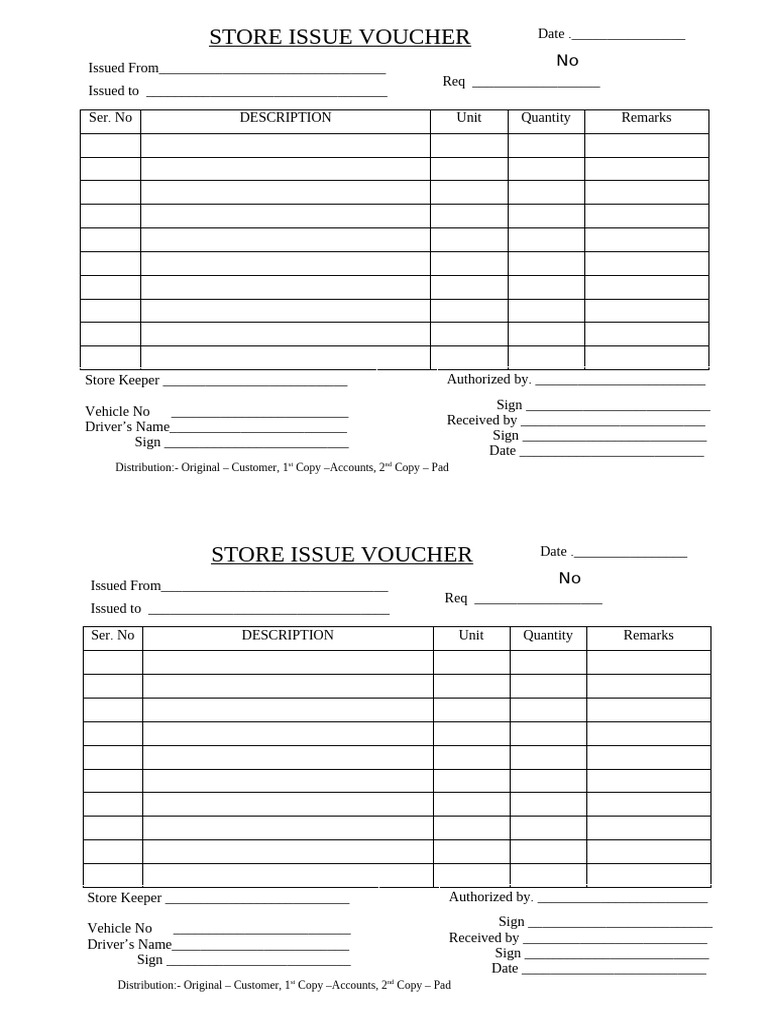Store Issue Voucher Template | PDF