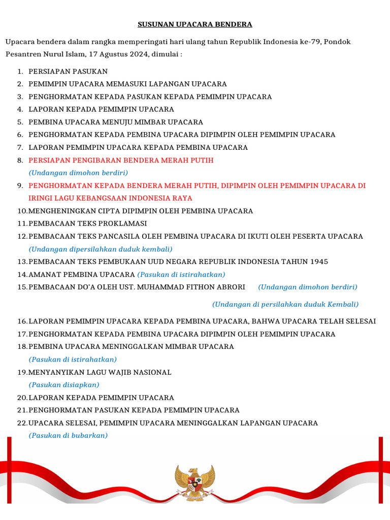 Protokol Upacara 24 | PDF