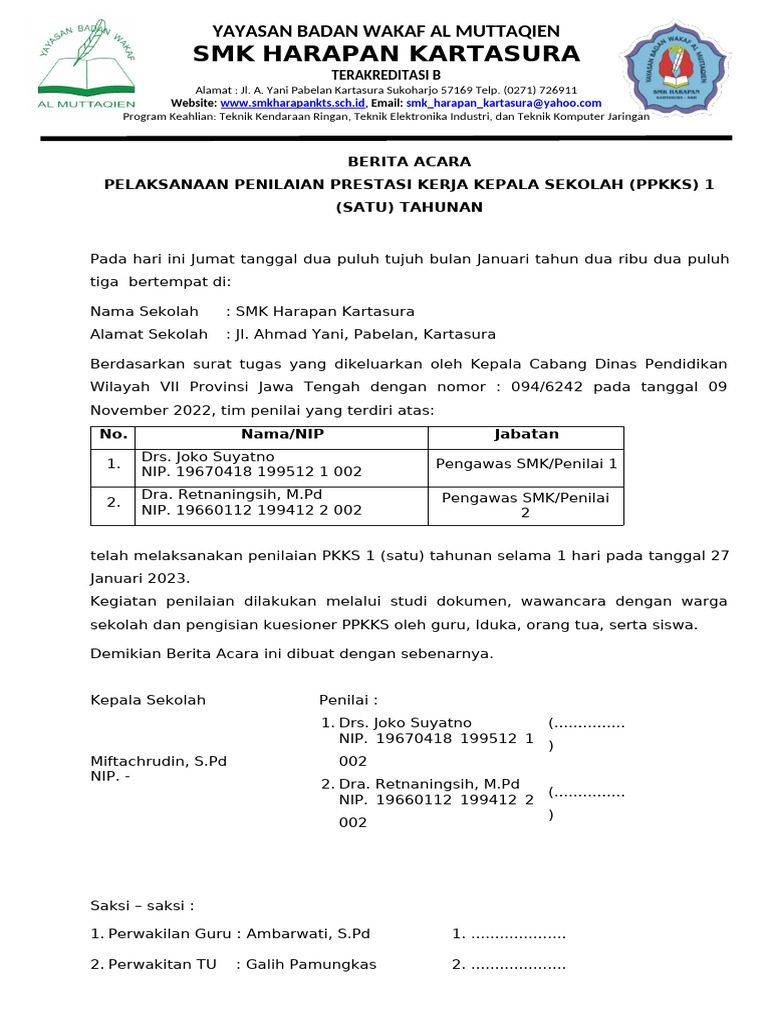 Berita Acara PPKKS | PDF