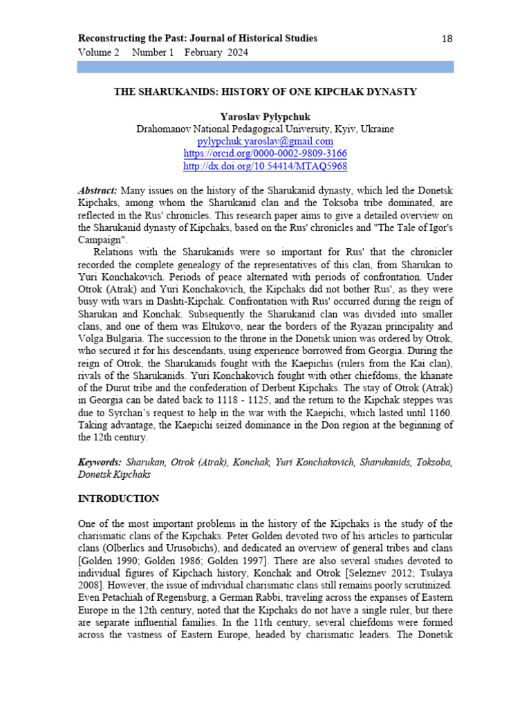 The Sharukanids, History of One Kipchak Dynasty | PDF