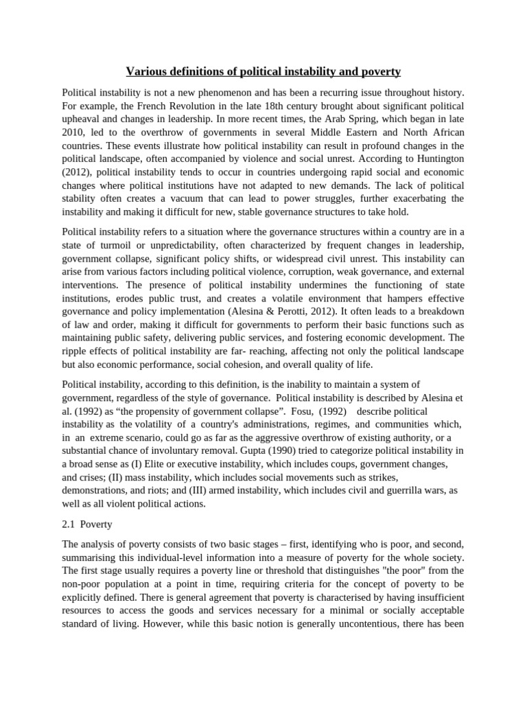 Political Instability and Poverty Explained | PDF | Poverty Threshold ...