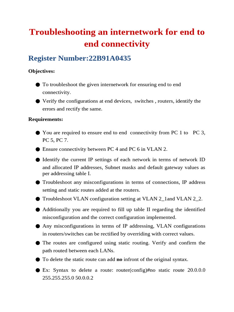 _2291A0435 Troubleshooting an internetwork for end to end connectivity Sec A | PDF | Ip Address ...