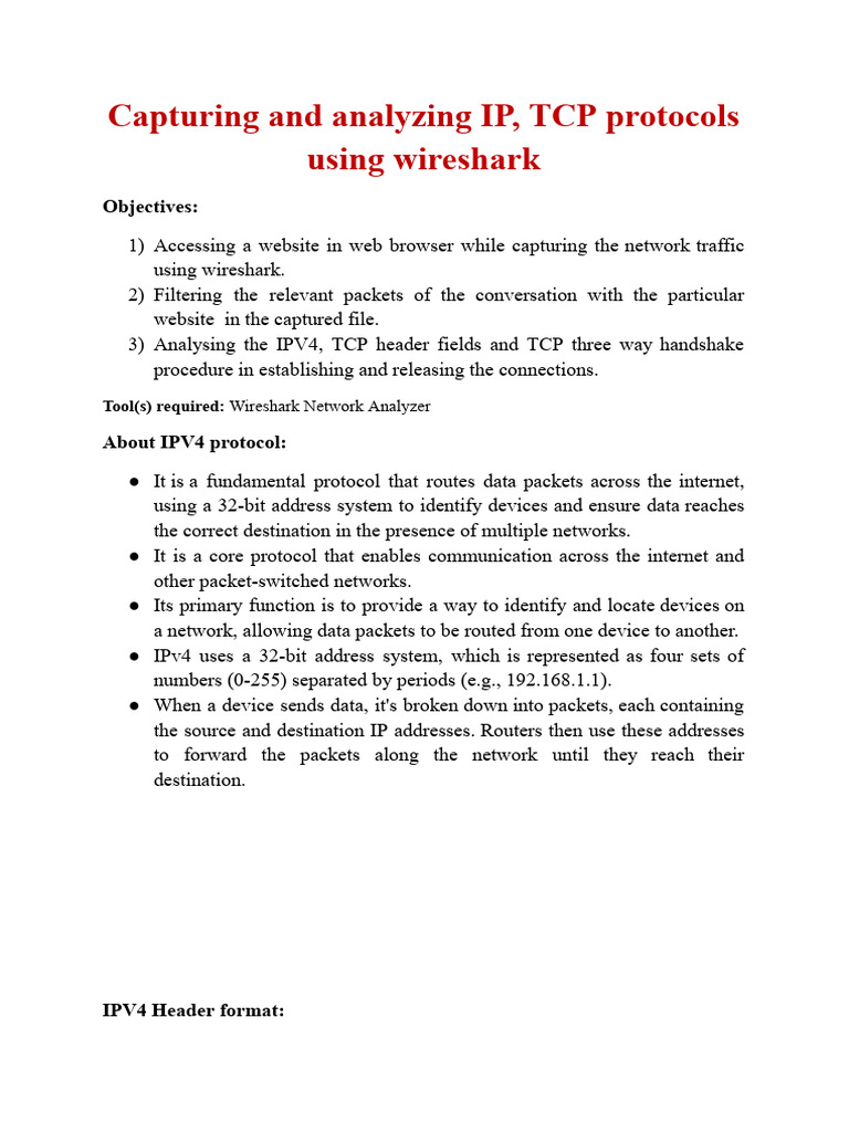 22B91A04H9-1Capturing and Analyzing TCP and IP Protocols Using Wireshark | PDF | Transmission ...