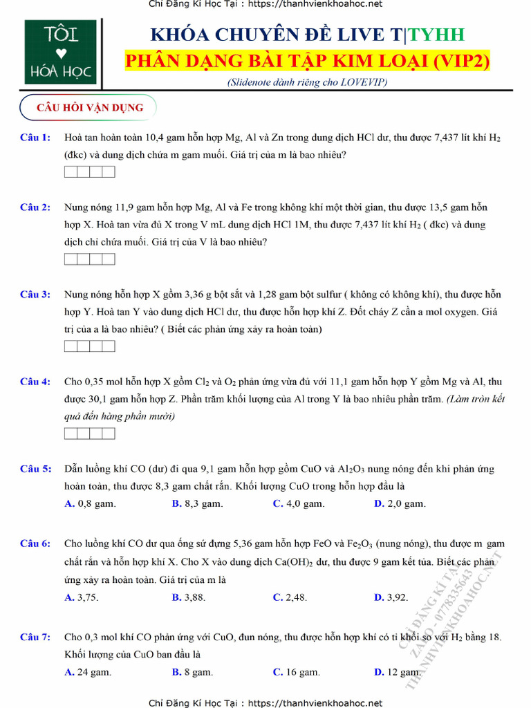 Live 51 Phan Dang Bai Tap Kim Loai Vip2 | PDF