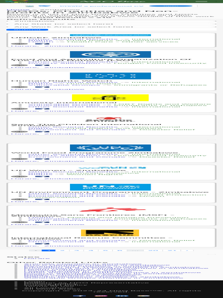 List of Ngos, Charities and Non-Profits in Zimbabwe | PDF | Zimbabwe ...