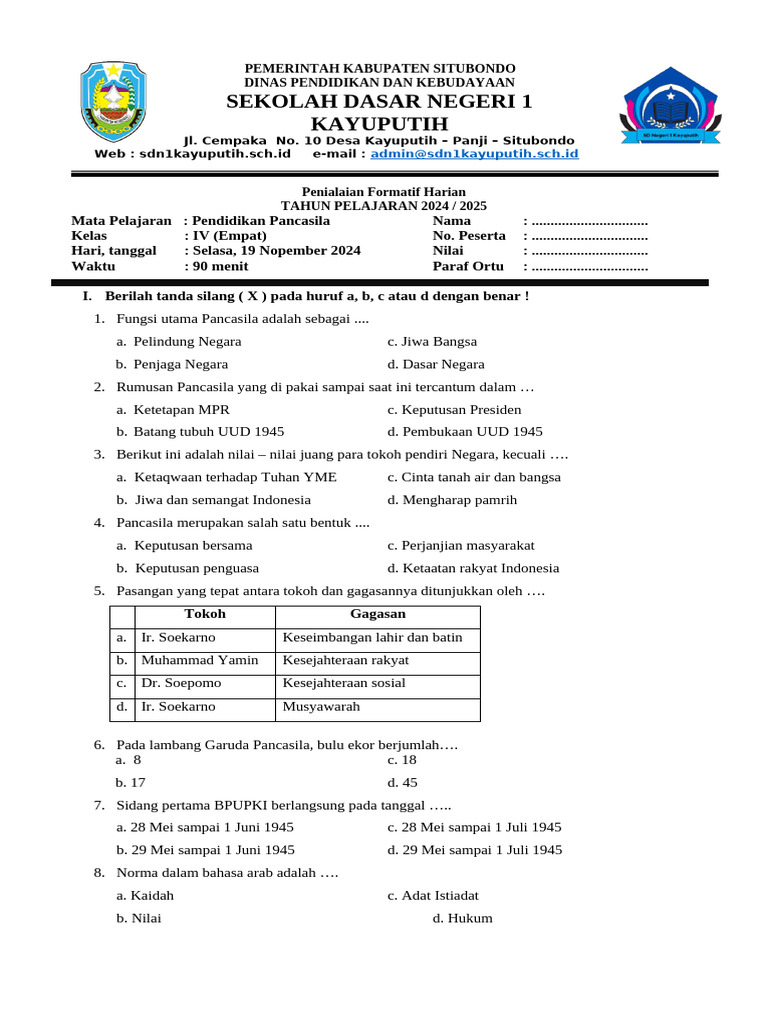 Sas Pendidikan Pancasila SMT 1 2023-2024 | PDF