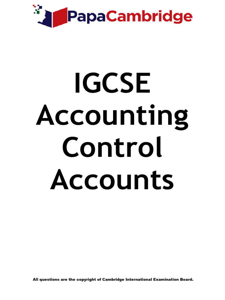 Igcse Accounting Control Accounts - Questions Answers | PDF | Debits ...