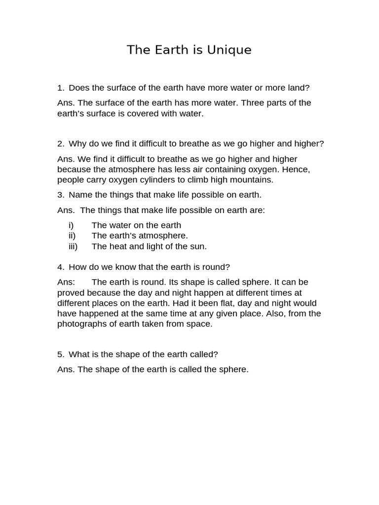 The Earth Is Unique | PDF