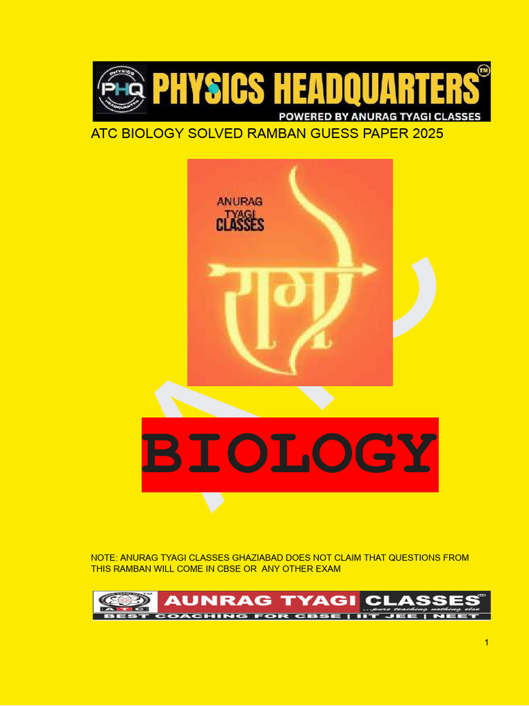 Bio Solved Ramban by Atc 2025 (1) | PDF | Dominance (Genetics) | Biology