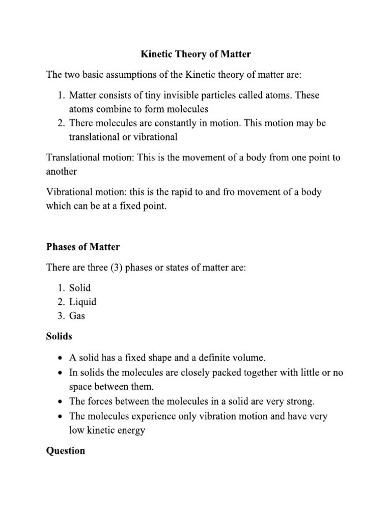 Kinetic Theory of Matter | PDF
