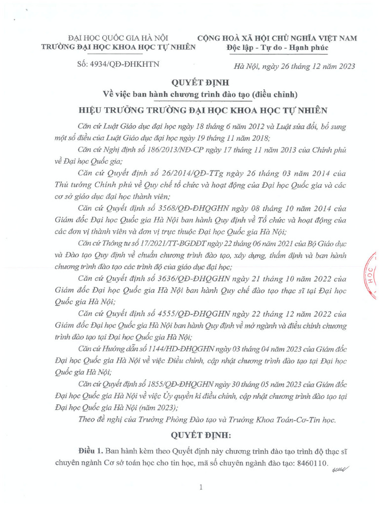 Ths Co So Toan Hoc Cho Tin Hoc QD 4934 | PDF