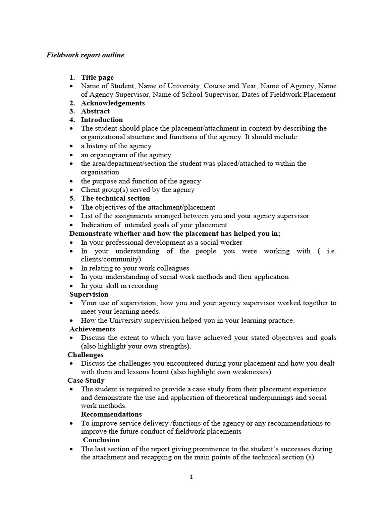 Fieldwork Report GUIDELINES PDF | PDF