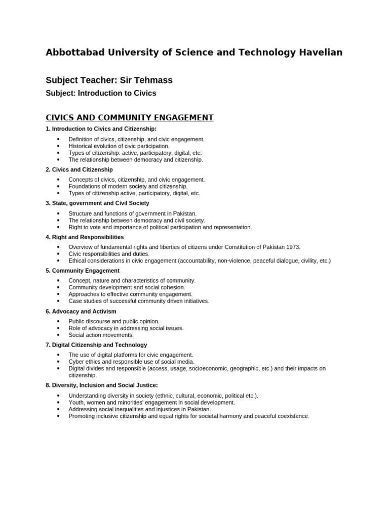 Civics and Community Engagement Overview | PDF