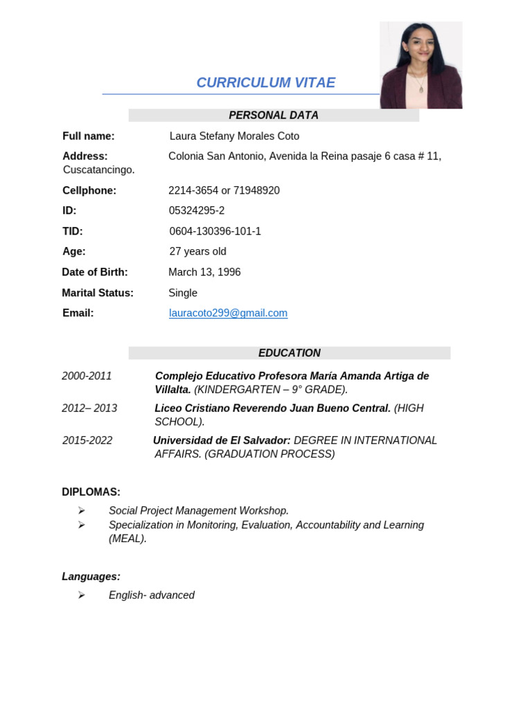 Laura Morales' Curriculum Vitae | PDF