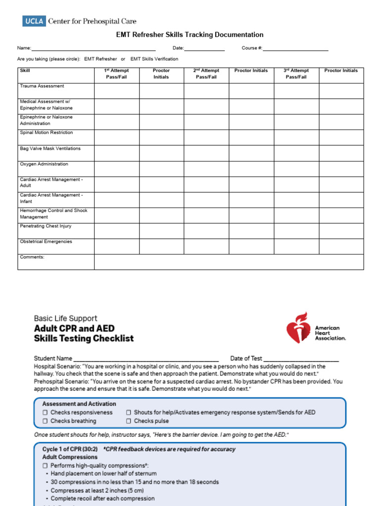 EMT Skills Tracking Documentation | PDF | Cardiopulmonary Resuscitation ...