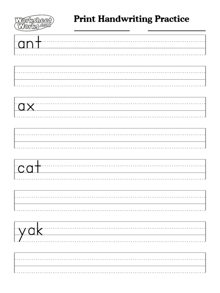 WorksheetWorks Print Handwriting Practice 1 | PDF