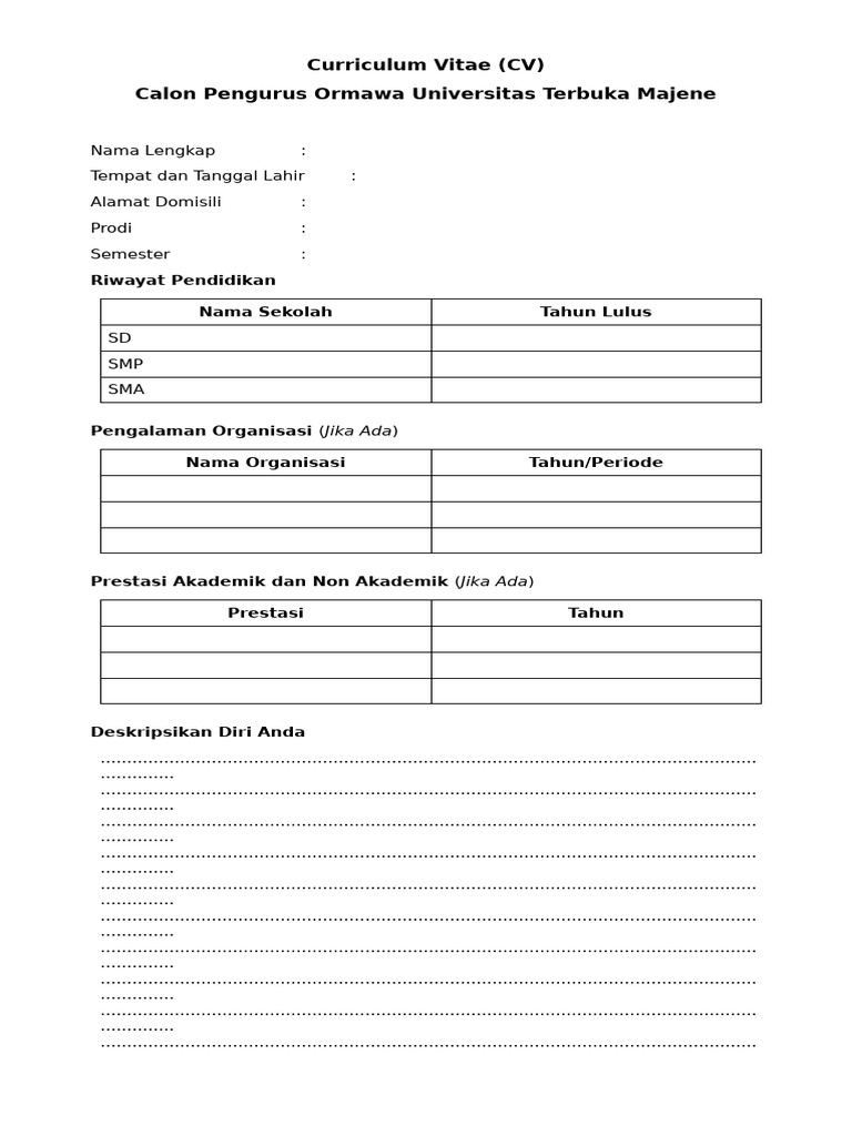 Curriculum Vitae ORMAWA | PDF