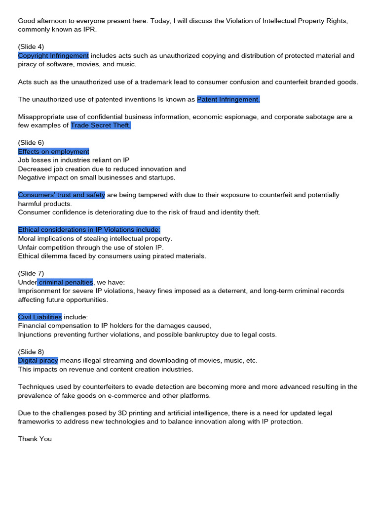 Understanding Intellectual Property Violations | PDF