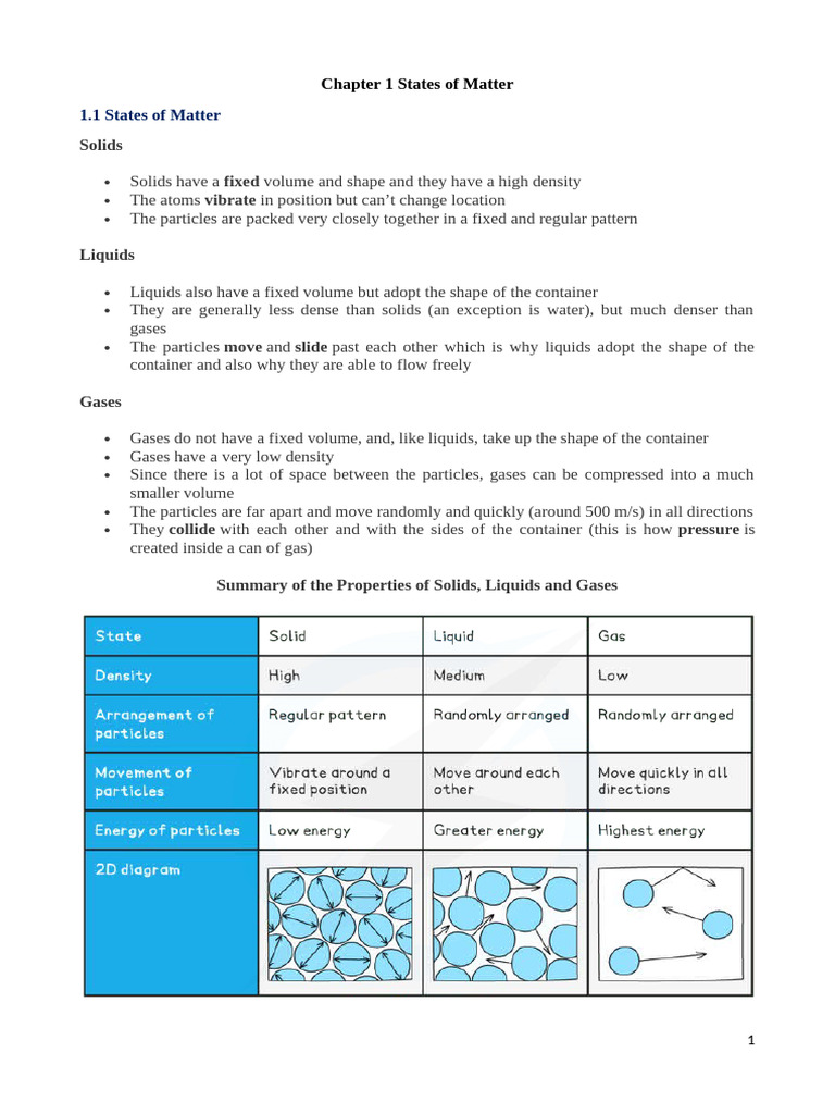 1.1 States of Matter Notes | PDF