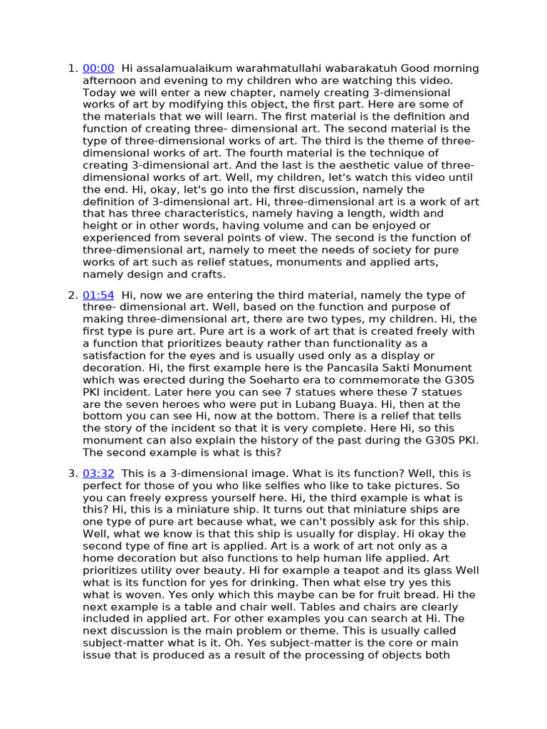 JENIS, TEMA, TEKNIK SENI RUPA 3 DIMENSI - SENI BUDAYA KELAS XI | PDF ...