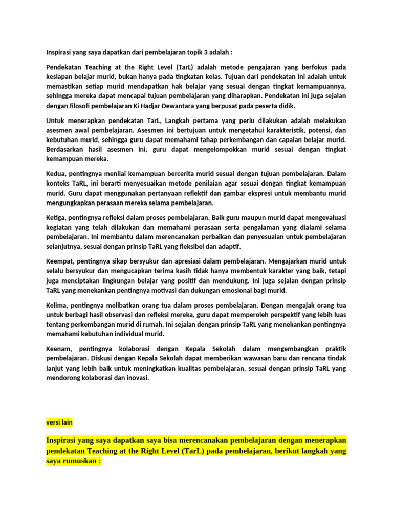 Cerita Reflektif Tarl | PDF