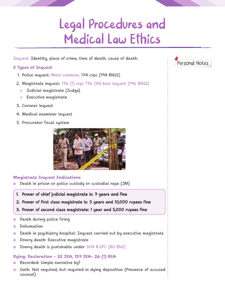 Medical Law and Ethics Overview | PDF | Coroner | Magistrate